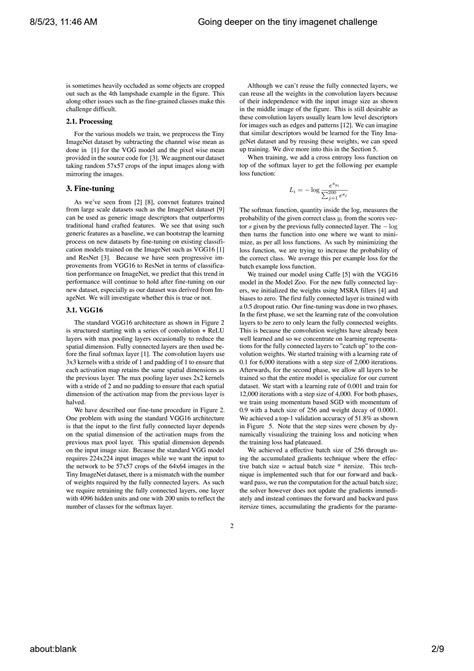 solution going deeper on the tiny imagenet challenge convolutional