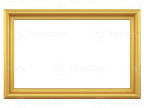 Golden Frame Empty Rectangular Isolated Classic Elegant Decorative