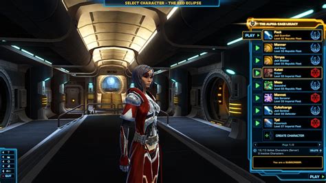 Weird New Character Selection Screen Rswtor