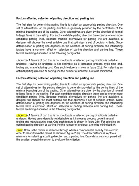factors affecting selection of parting direction and parting line pdf