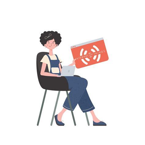 The Girl Is Holding The IoT Icon In Her Hands IOT And Automation Concept Isolated Vector