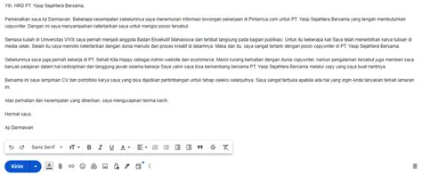Contoh Body Email Lamaran Kerja Yang Baik Dan Benar