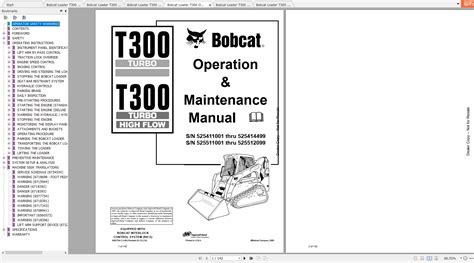 Bobcat Compact Track Loader T300 Operation Maintenance Manuals