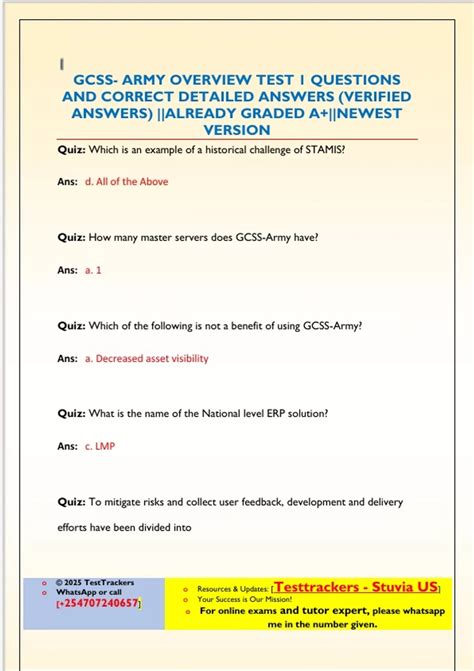 Gcss Army Overview Test 1 Questions And Correct Detailed Answers