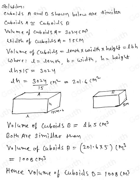 Solved The Cuboids A And B Shown Below Are Similar Calculate The Volume Of Cuboid B Math