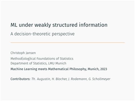 Pdf Ml Under Weakly Structured Information A Decision Theoretic