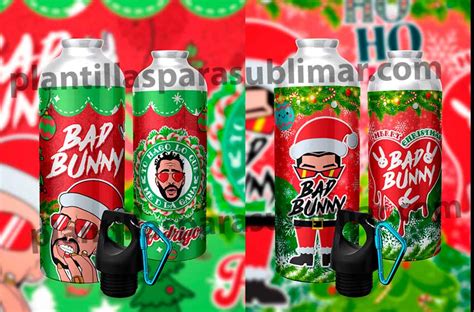 Plantillas Botellas Plantilla Badbunny Navidad Plantillas Para Sublimar