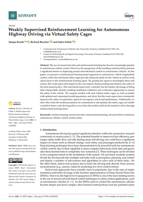 Pdf Weakly Supervised Reinforcement Learning For Autonomous Highway Driving Via Virtual Safety