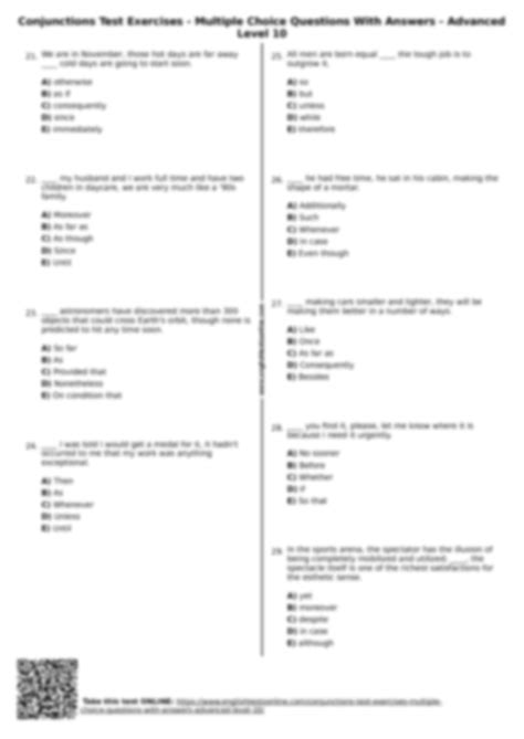 solution 509 conjunctions test exercises multiple choice questions