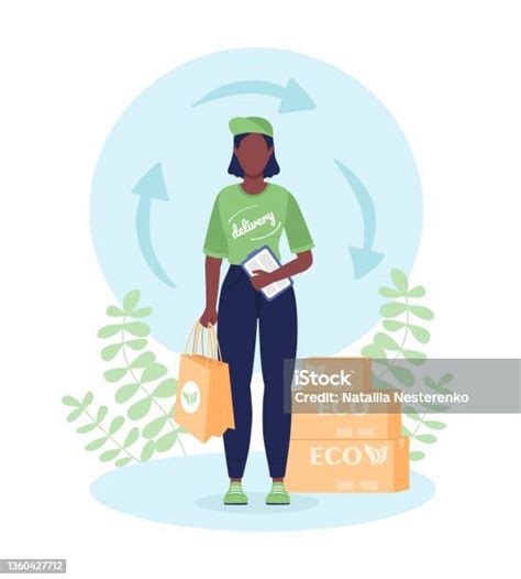 에코 딜리버리 플랫 컨셉 벡터 일러스트레이션 식료품 주문 제로 웨이스트에 대한 스톡 벡터 아트 및 기타 이미지 제로 웨이스트 쇼핑 아프리카 민족 Istock