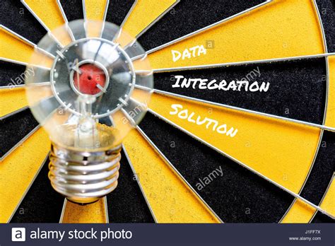 Data Integration Solution Dart Run In To Idea Bulb Lamp Target On Dartboard Background Business