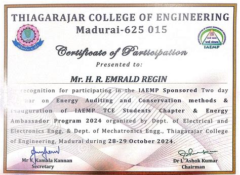 Emrald Regin H R On Linkedin I Am Honored To Have Participated In The Iaemp Sponsored Two Day