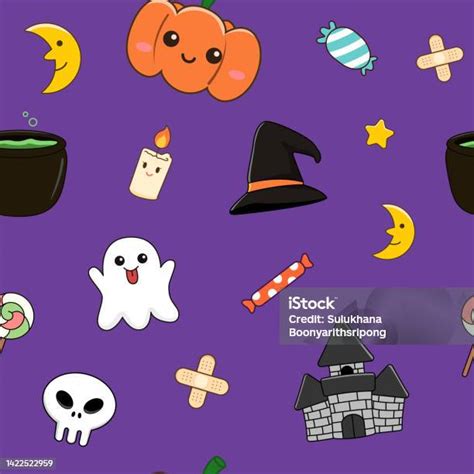 할로윈 축제 원활한 패턴 배경 유령 호박 두개골 성 사탕 등 벡터 일러스트 레이 션 10월에 대한 스톡 벡터 아트 및 기타 이미지 Istock