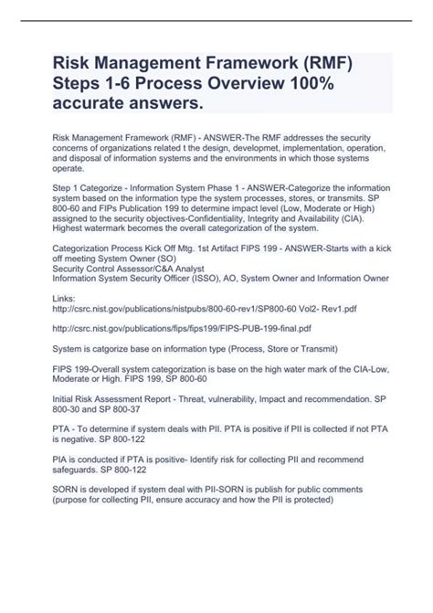 Risk Management Framework Rmf Steps 1 6 Process Overview Risk Management Framework Stuvia Us