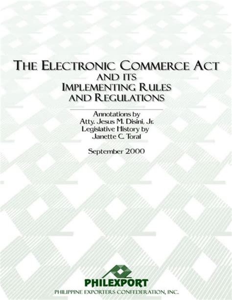 The Electronic Commerce Act And Its Implementing Rules And Regulations
