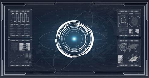 블루 레이더 스크린입니다 미래 추상 기술 배경 혁신 개념 벡터 일러스트입니다 웹 디자인 개발입니다 Hud Ui입니다 개발에 대한