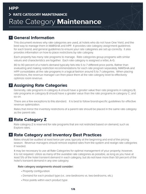 Hpp Rate Cotegories And Marsha Commands For Rates Pdf Retail