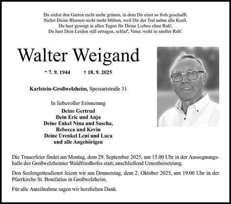 Walter Weigand Pietät Eckhard Unger
