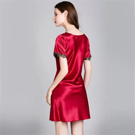 Кружевная женская ночная рубашка с V образным вырезом одежда для сна атласная свободная Мини