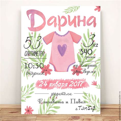 Метрика постер детский в интернет-магазине на Ярмарке Мастеров ...