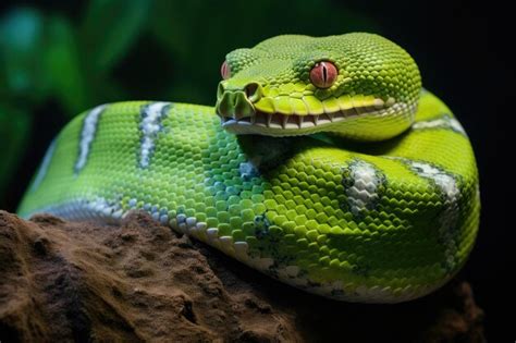 Premium Ai Image Green Tree Python Python Reticulatus On A Rock Green Python Chondropython Ai