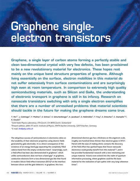 Pdf Graphene Single Electron Transistors