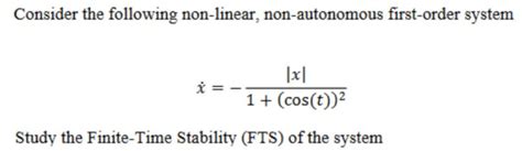 solved consider the following non linear non autonomous