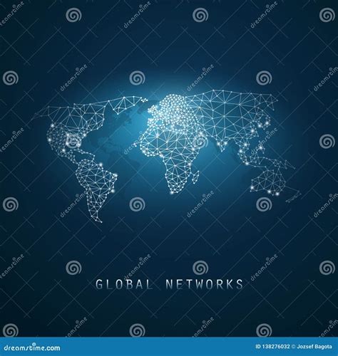 Cloud Computing And Networks With World Map Abstract Global Digital Network Connections