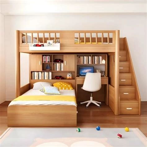 خرید و قیمت تخت خواب دو طبقه کمجا کودک و نوجوان تخت دو طبقه کم جا میز