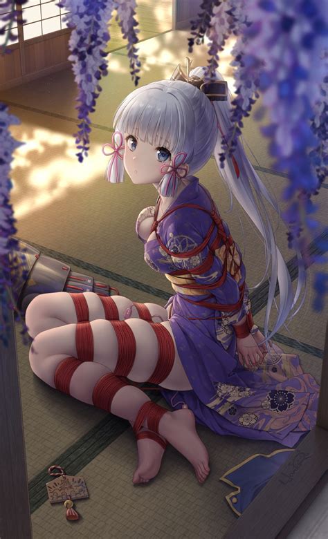 Rule 34 Bondage Clothed Flower Flowers Genshin Impact Grey Hair Haneru Kamisato Ayaka Tagme