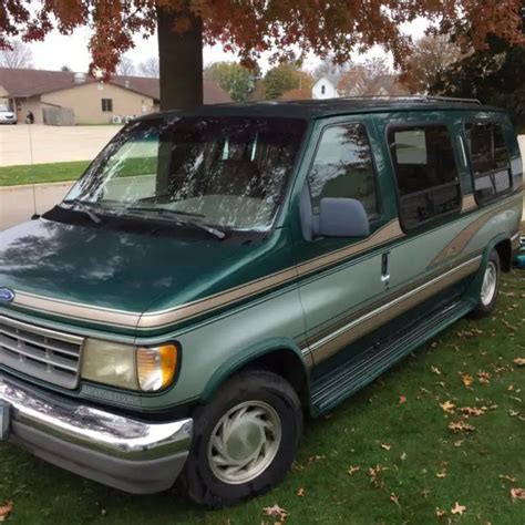 1993 Ford E150 Conversion Van Green Tan And Silver Accent One Owner