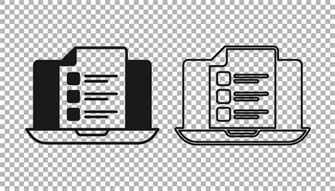 투명한 배경에서 격리된 블랙 온라인 퀴즈 테스트 설문조사 또는 체크리스트 아이콘 시험 목록입니다 전자 교육 개념 벡터 개념에 대한 스톡 벡터 아트 및 기타 이미지 Istock