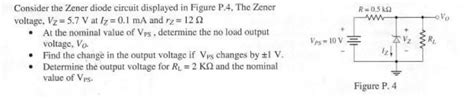 Solved Consider The Zener Diode Circuit Displayed In Figure Chegg
