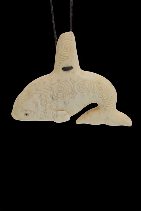 Moko Pounamu Orca Whale Genuine Whale Bone Carving Tohora