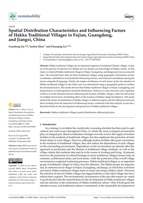 Pdf Spatial Distribution Characteristics And Influencing Factors Of Hakka Traditional Villages