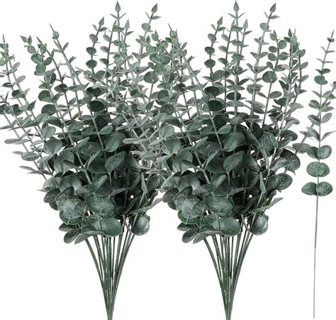 50 Pcs Eucalyptus Stem Real Touch Leaf Artificial Eucalyptus Leaves Faux Fake Greenery Branches