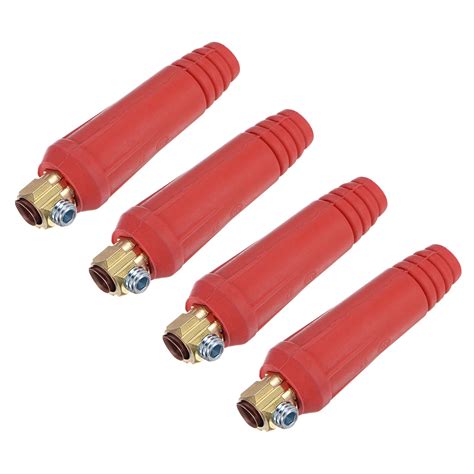Uxcell Tig Welding Cable Panel Connector Plug Quick Fitting Dkj 1025 Red 4 Pack