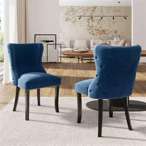 Set 2 Poltrone In Velluto Blu Tannen