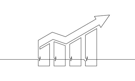 Continuous Line Drawing Of Graph Line Art Of Bar Chart Illustration Of Arrow Up Single Line