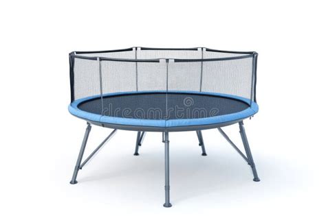 Small Trampoline On A White Background Showcasing Safety Net And Sturdy Design Features For Fun