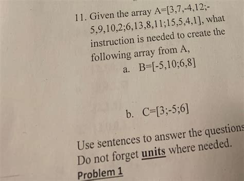 Solved Given The Array A Chegg Com