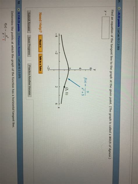 Solved 102 3 069 Find An Equation Of The Tangent Line To The Chegg Com