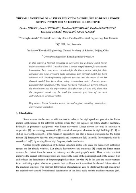 pdf thermal modeling of a linear induction motor used to drive a