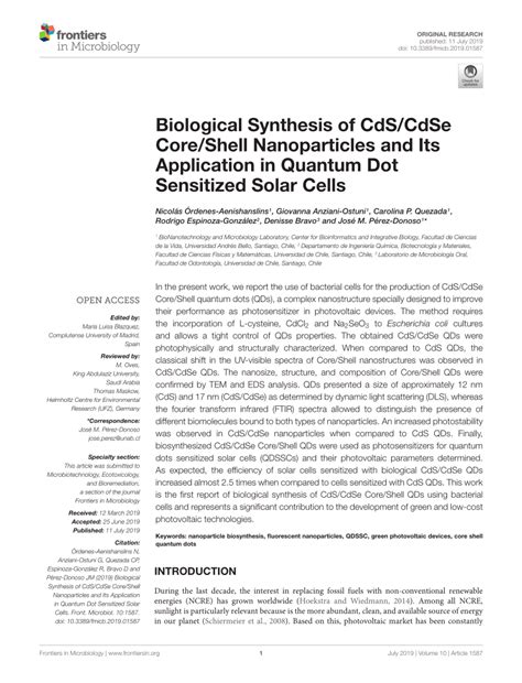 Pdf Biological Synthesis Of Cds Cdse Core Shell Nanoparticles And Its Application In Quantum