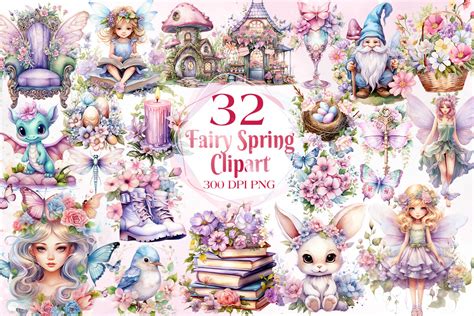 Fairy Spring Sublimation Clipart Bundle Graphic By Cat Lady · Creative