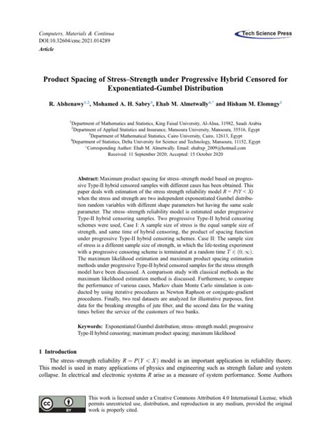 Product Spacing Of Stress Strength Under Progressive Hybrid Censored For Exponentiated Gumbel