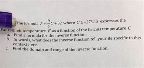 solved the formula f 9 5c 32 where c or equal to 273 15
