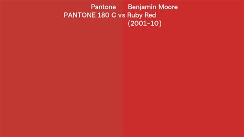 Pantone 180 C Vs Benjamin Moore Ruby Red 2001 10 Side By Side Comparison
