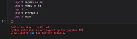 failed to start the kernel python extension is not exporting the