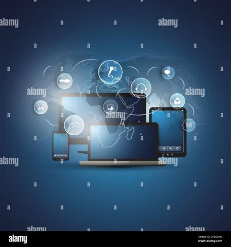 Digital Network Connections Technology Background Cloud Computing Design Concept With Mobile